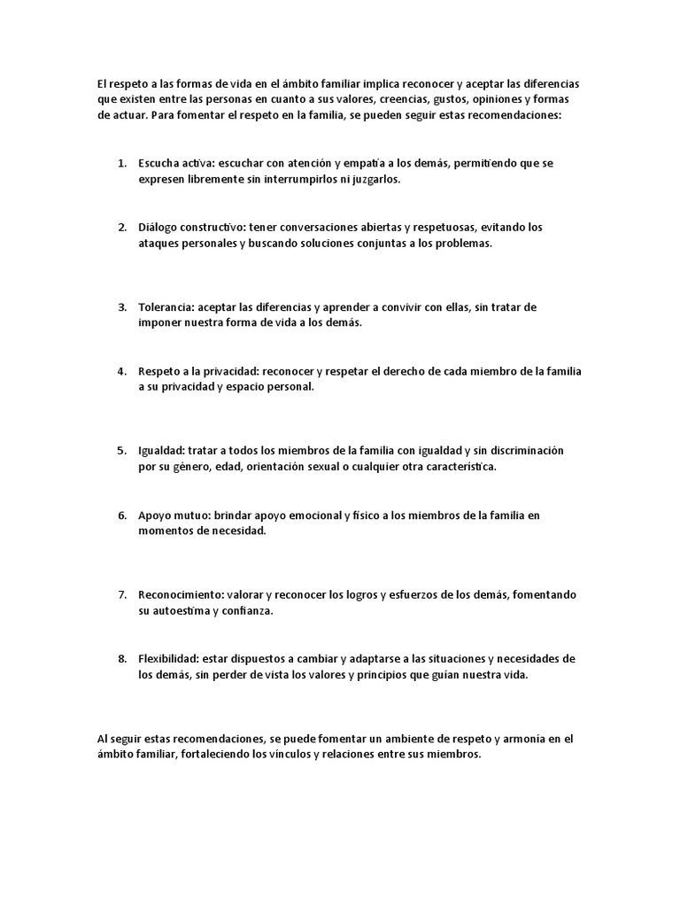 Fomentar el Respeto en la Familia | PDF