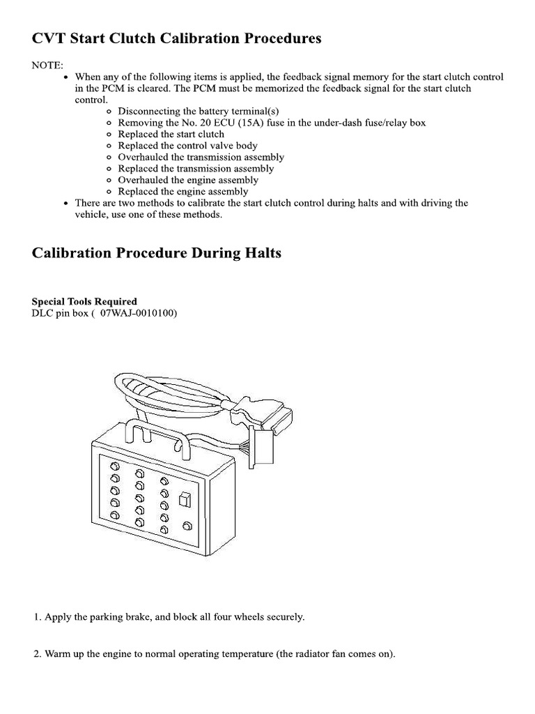 CVT Start Clutch Calibration Procedures PDF | PDF