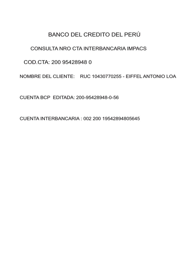 Cuienta BCP Cci PDF | PDF
