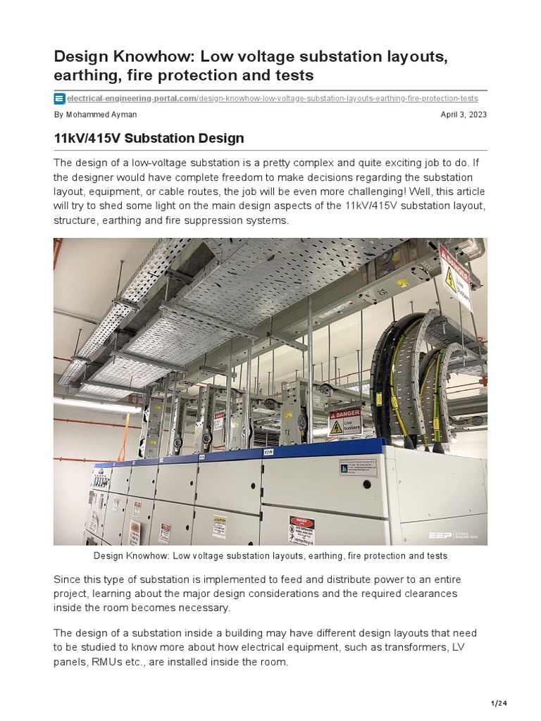 Design Knowhow Low Voltage Substation Layouts Earthing Fire Protection ...