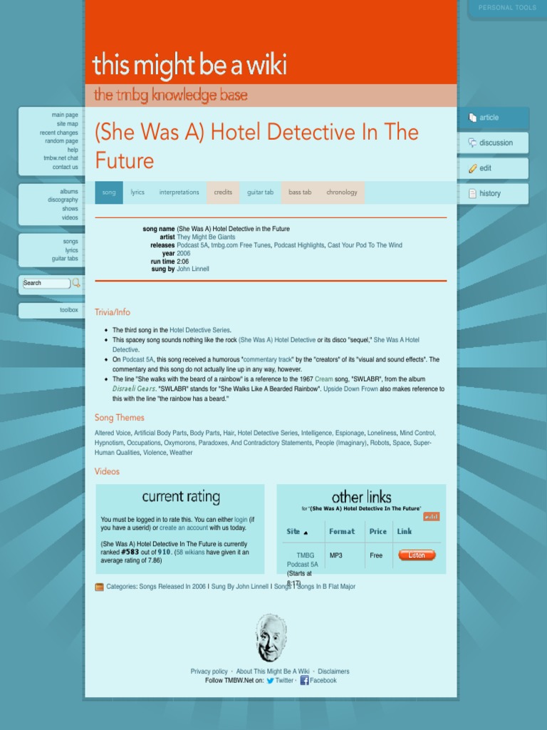 (She Was A) Hotel Detective in The Future - TMBW The They Might Be ...