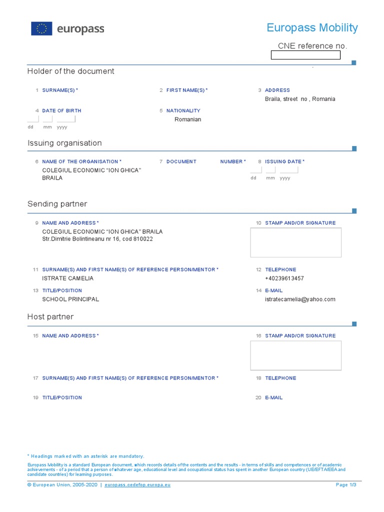 Model-Europass Mobility | PDF | Educational Technology | Social Media