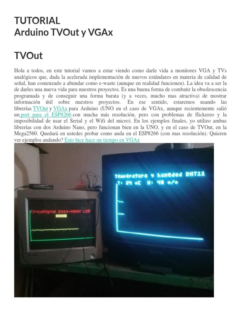 Arduino - TVOUT y VGAx PDF | PDF | Resolución de pantalla | Píxel