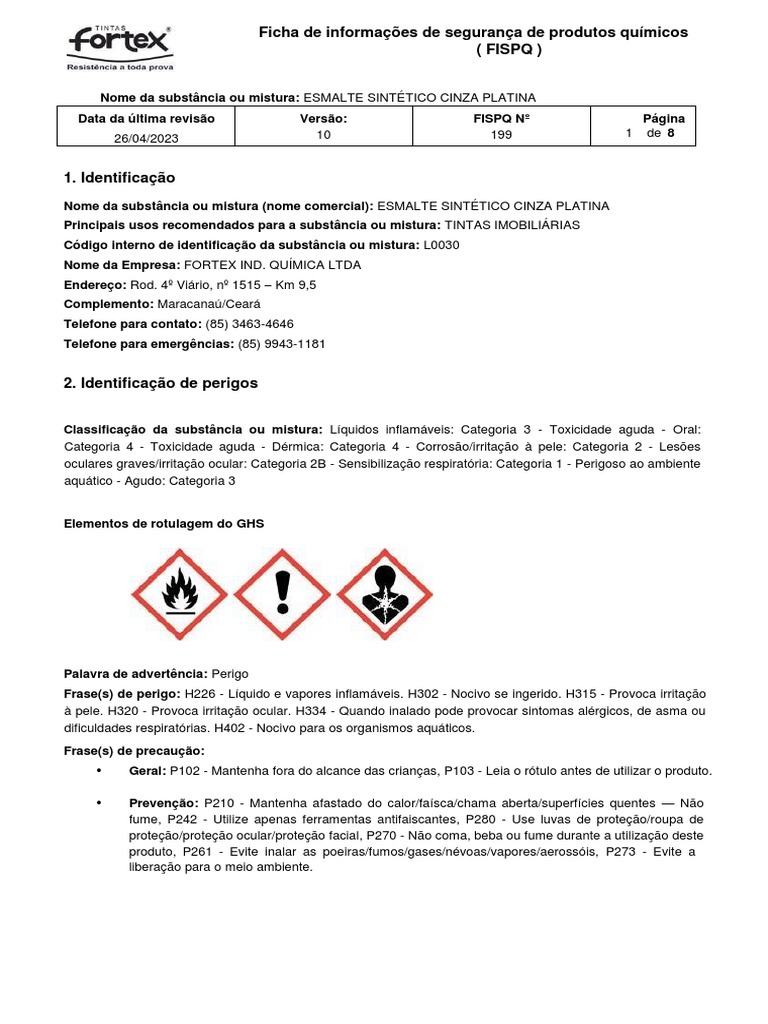 Tintas Fortex 199 Esmalte Sintetico Cinza Platina | PDF