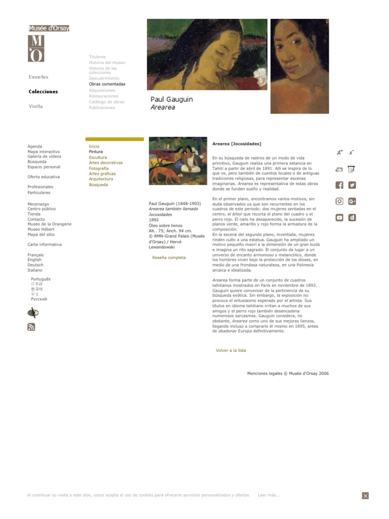 Musée D'orsay - Paul Gauguin Arearea PDF | PDF | Paul Gauguin | Museo
