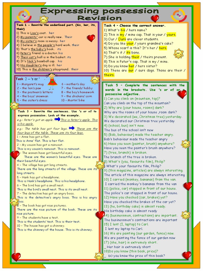 POSSESSIVE ADJECTIVES AND S WORKSHOP A Resuelto 6 de Julio | PDF