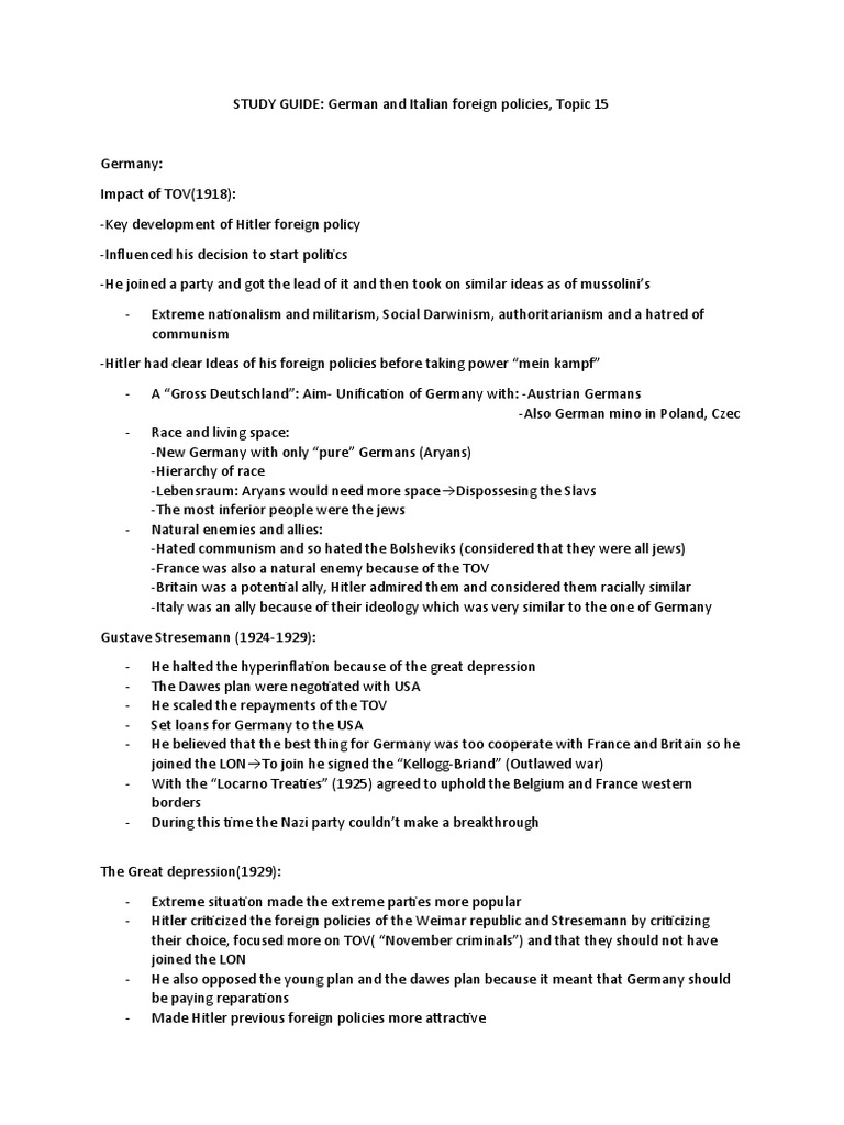 Study Guide IB HISTORY Topic 15 | PDF | History