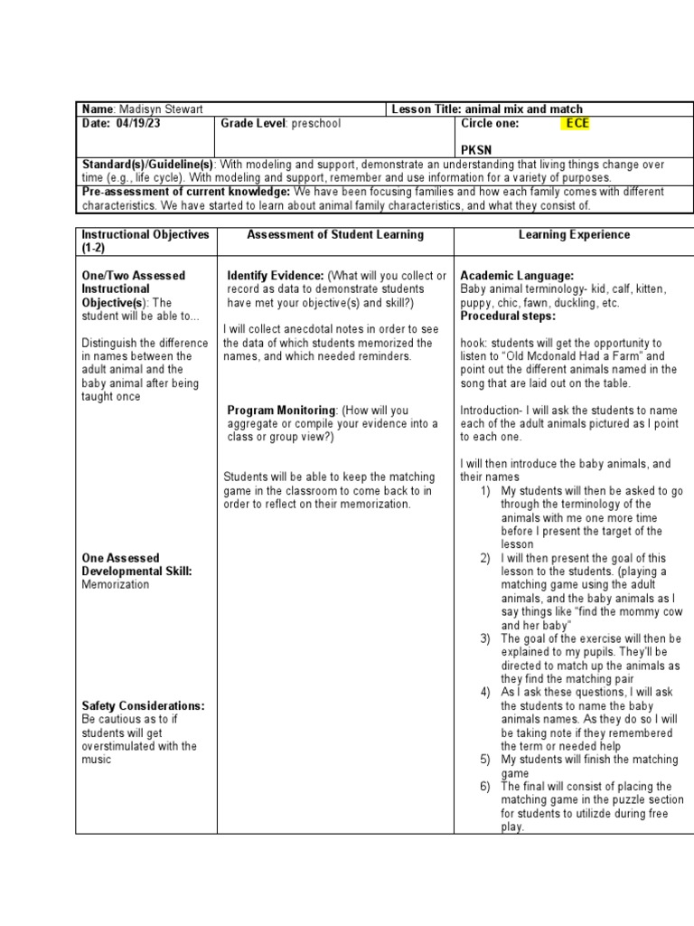 Lesson Plan 1 1 | PDF | Learning | Neuroscience