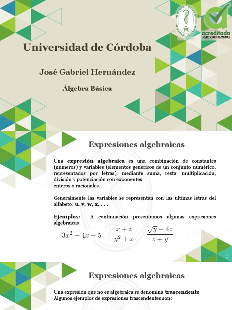 Presentación Y Notas Algebra Basica Pdf