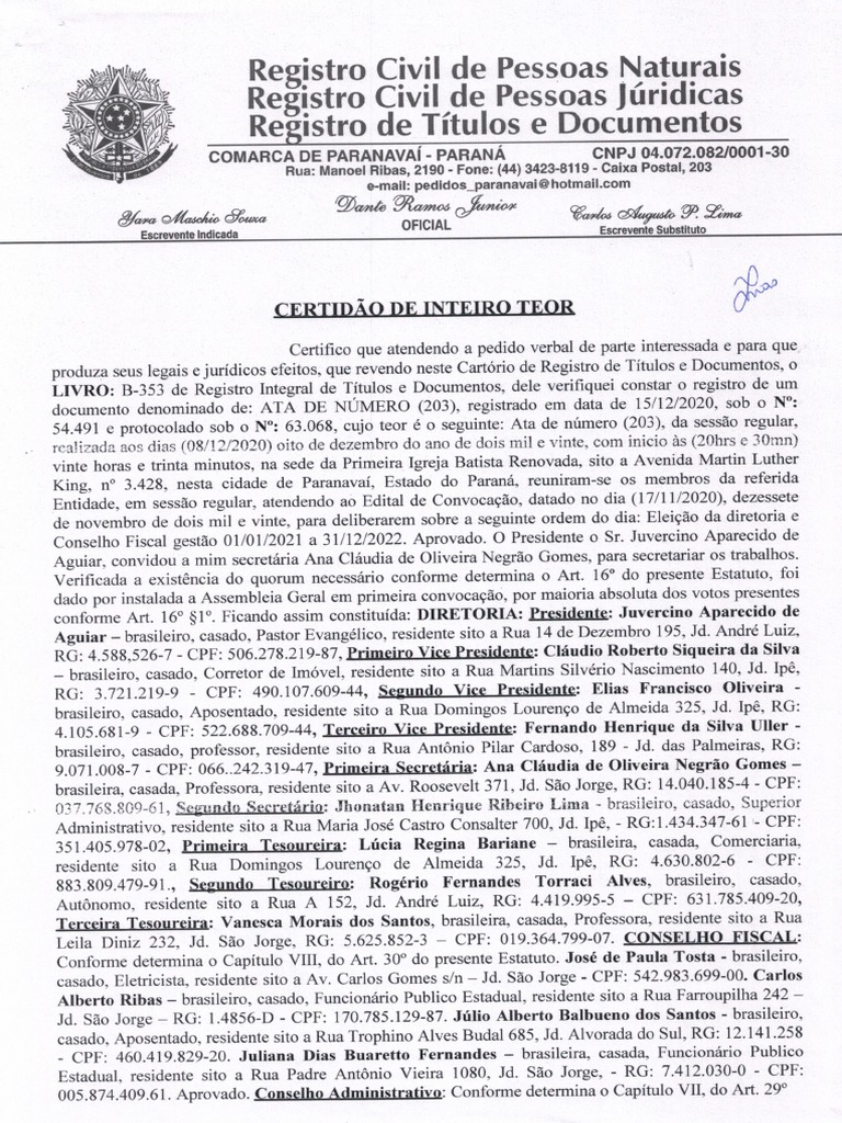 Certidão de Inteiro Teor PDF | PDF