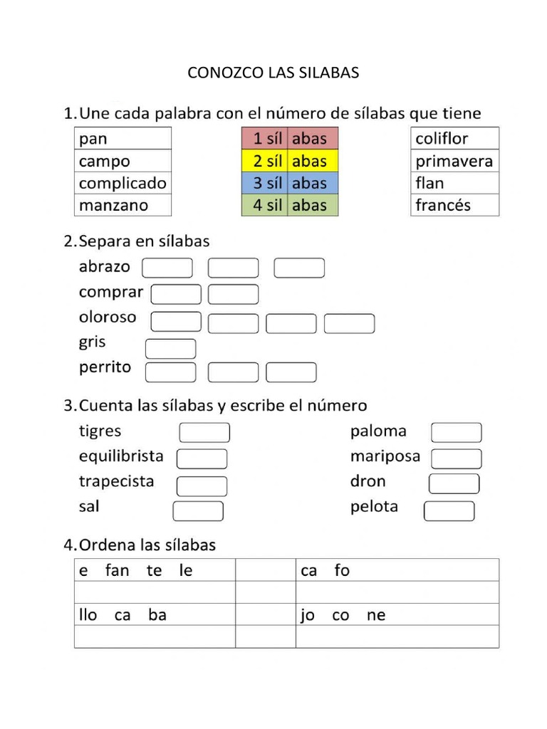 Cómo reconocer, ordenar y relacionar sílabas en palabras | PDF