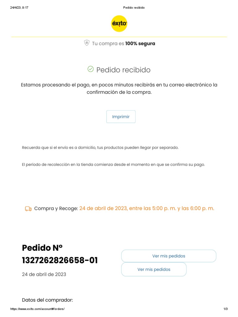 Pedido Recibido | PDF