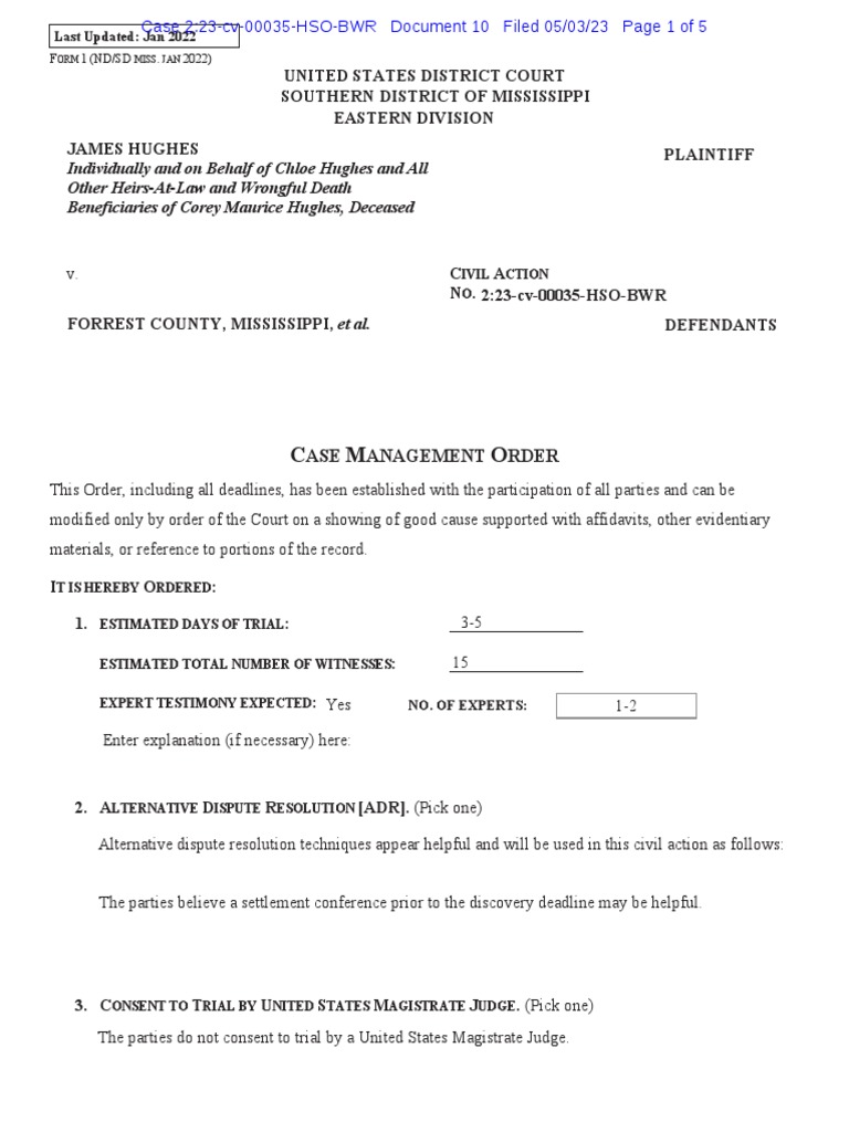 Case Management Order | PDF | Discovery (Law) | Lawsuit