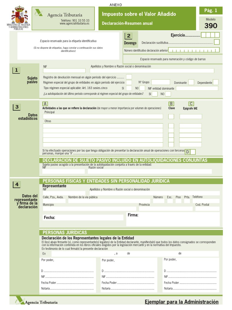 Modelo 390 Resumen Anual IVA PDF | PDF | Impuestos | Conceptos legales