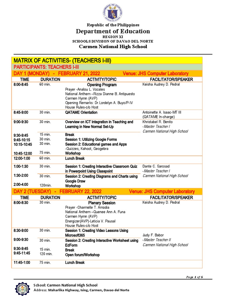 Matrix For ICT Feb 21 242022 | PDF | Physical Sciences