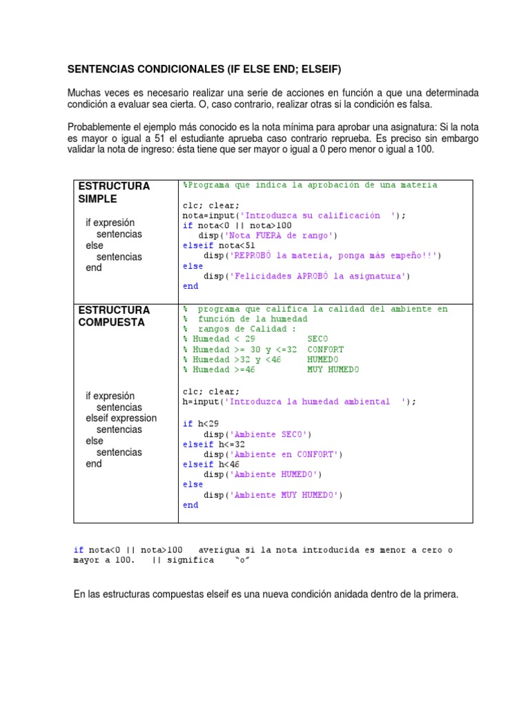Sentencias Condicionales PDF | PDF
