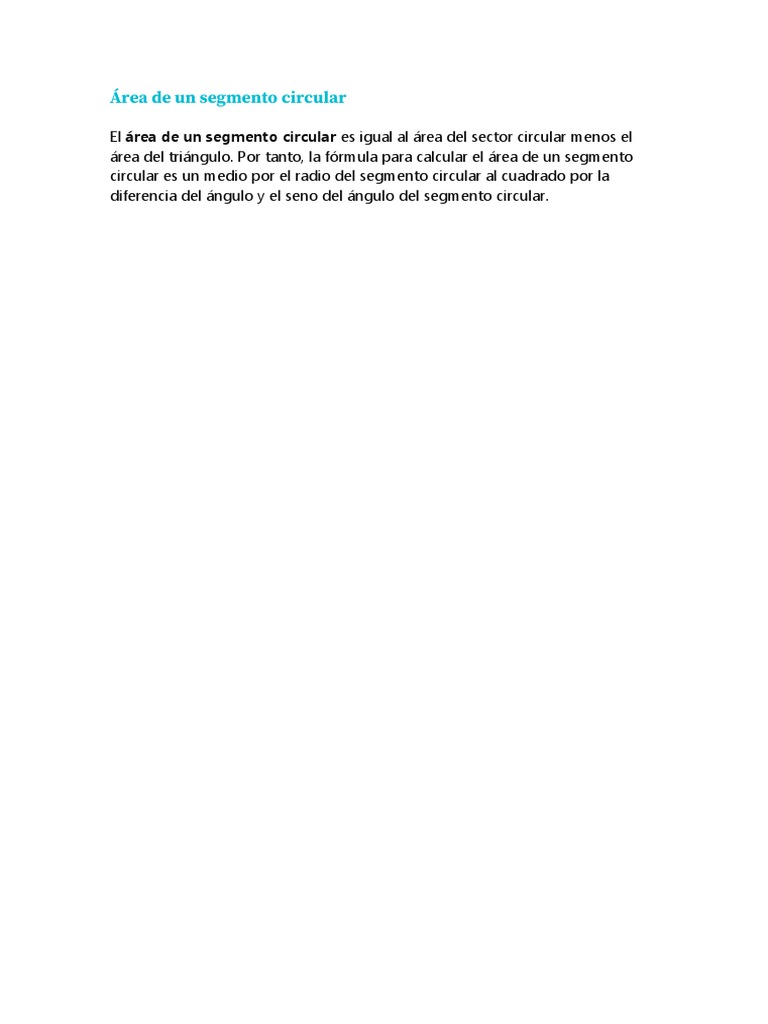 Área De Un Segmento Circular Lic Lopezdocx Pdf