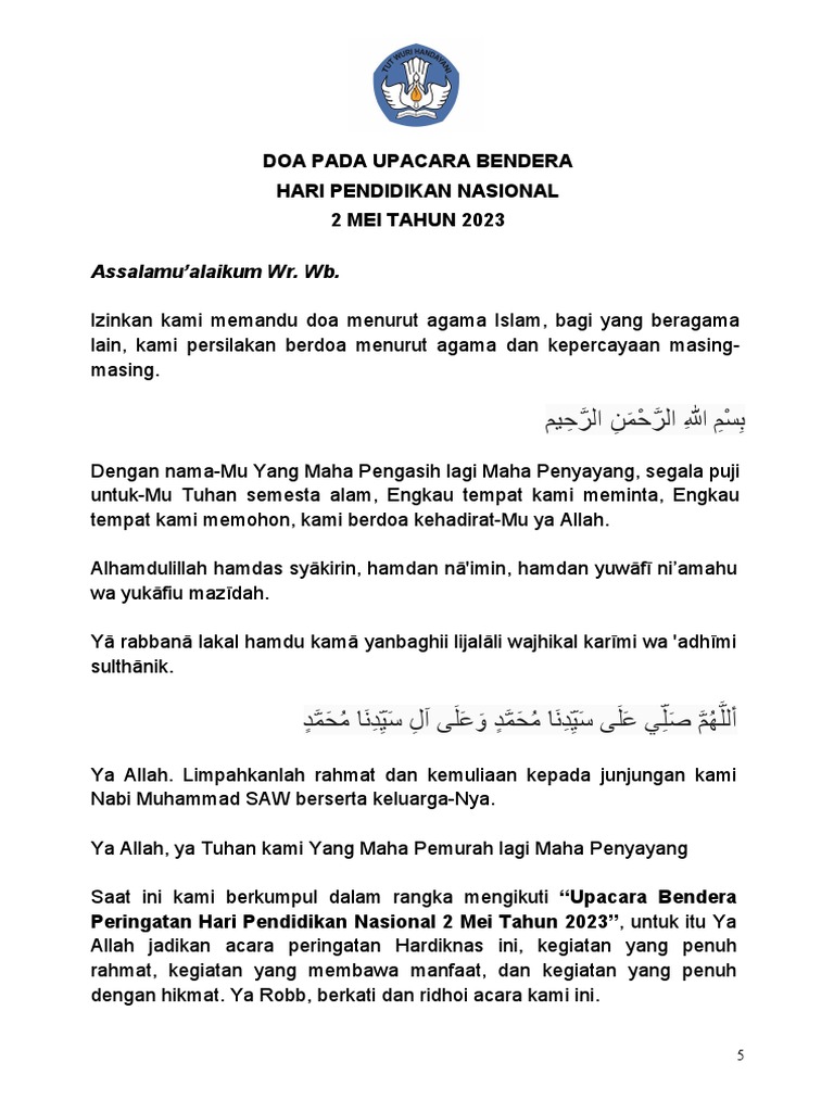 Doa Upacara Hardiknas 2023 PDF | PDF