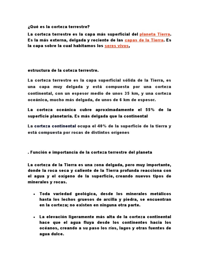 Definición y características de la corteza terrestre | PDF