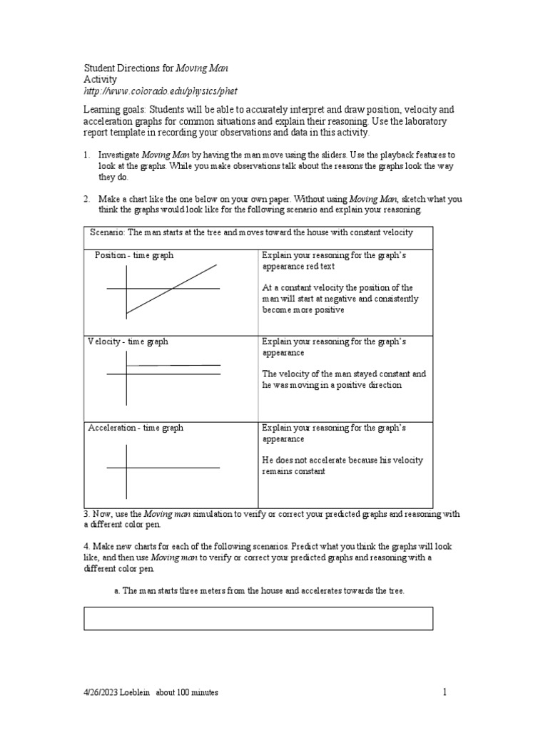Interpreting Position, Velocity, and Acceleration Graphs: A Student ...
