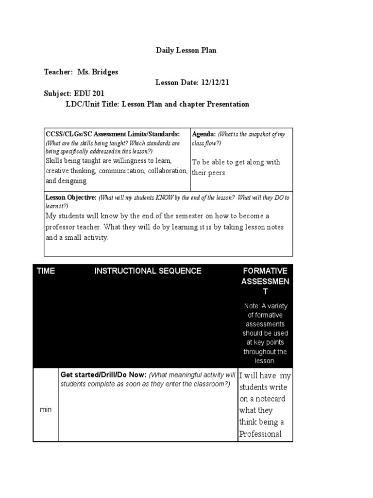 Annotated-daily 20lesson 20plan | Pdf