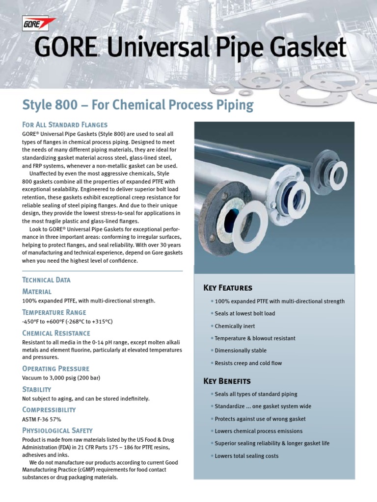 Gore UPG Gasket Style 800 Specs PDF | PDF