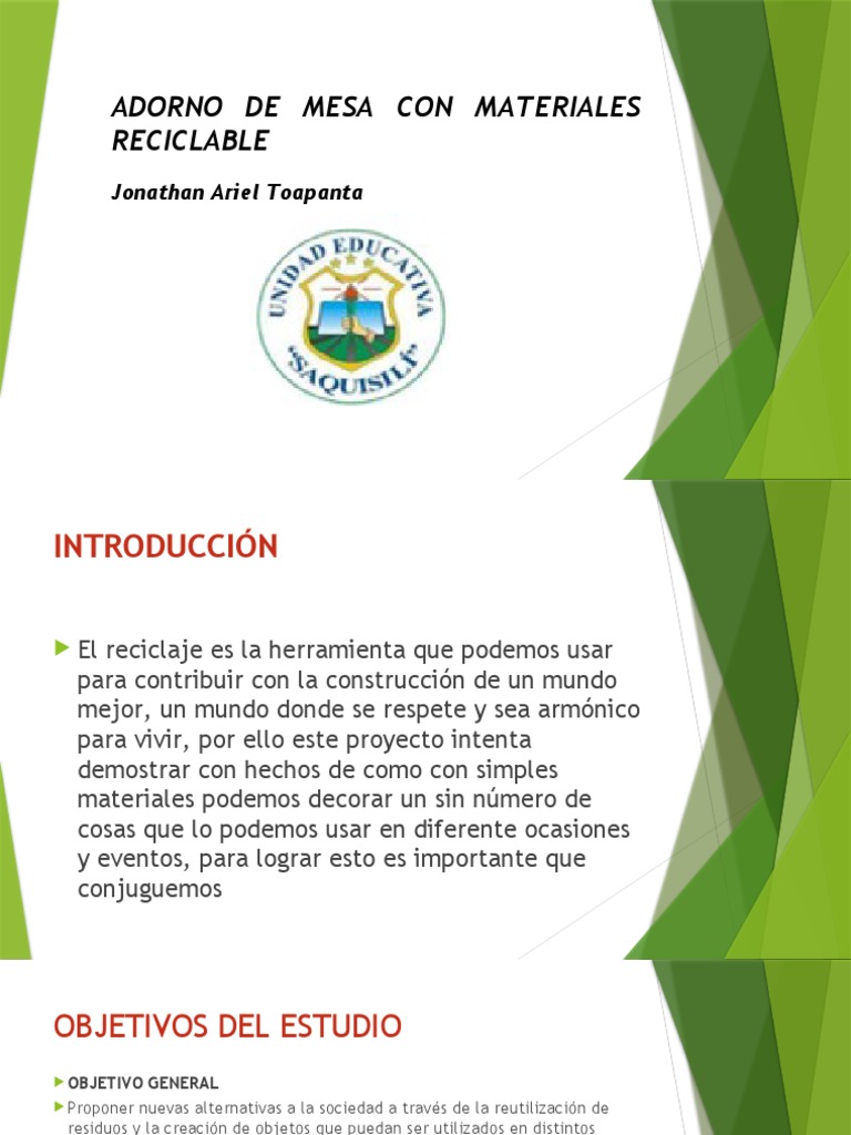 Adorno de Mesa Con Materiales Reciclable | PDF