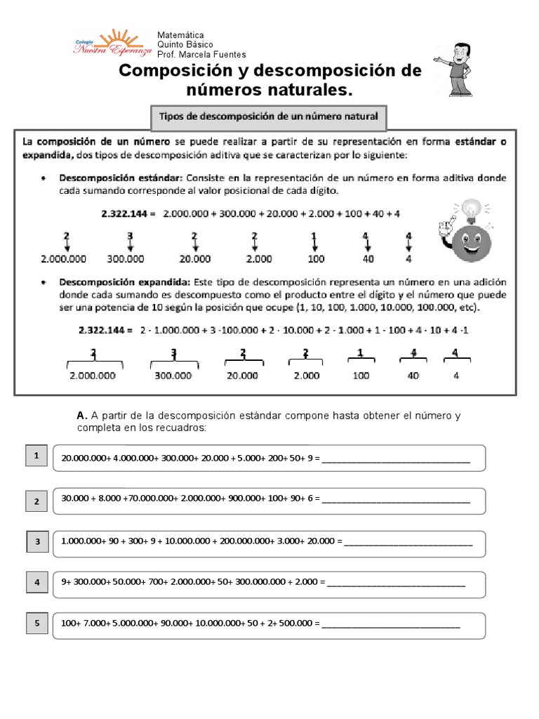 Composición y Descomposición de Números Naturales | PDF