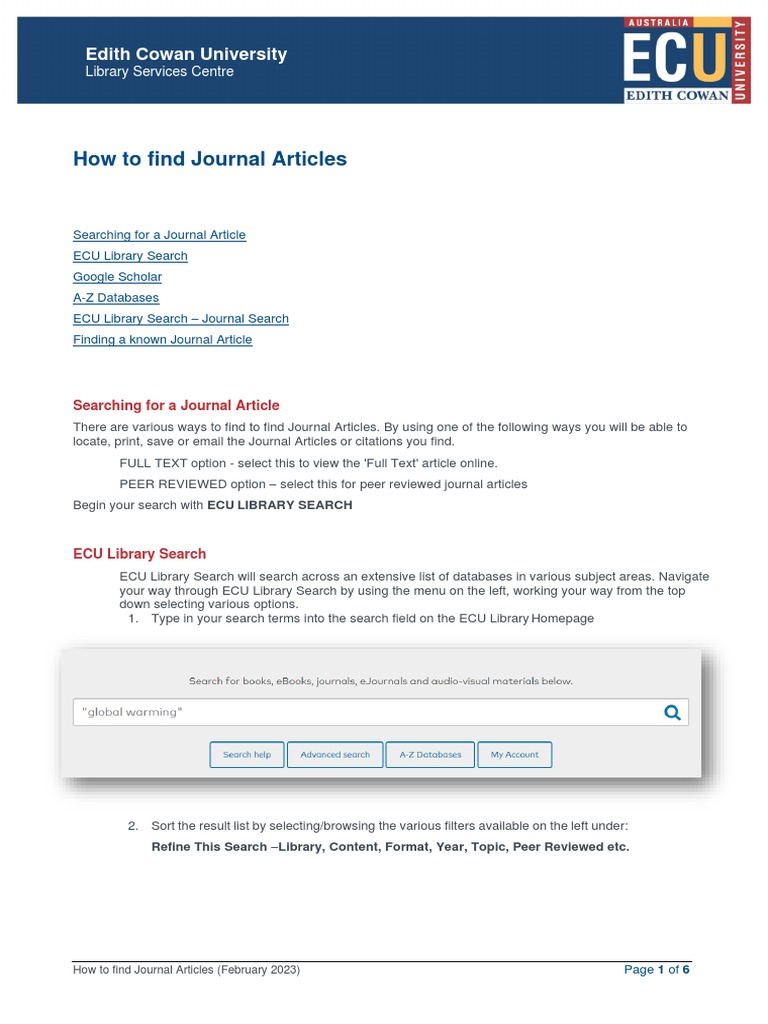 How To Find Journal Articles PDF | PDF