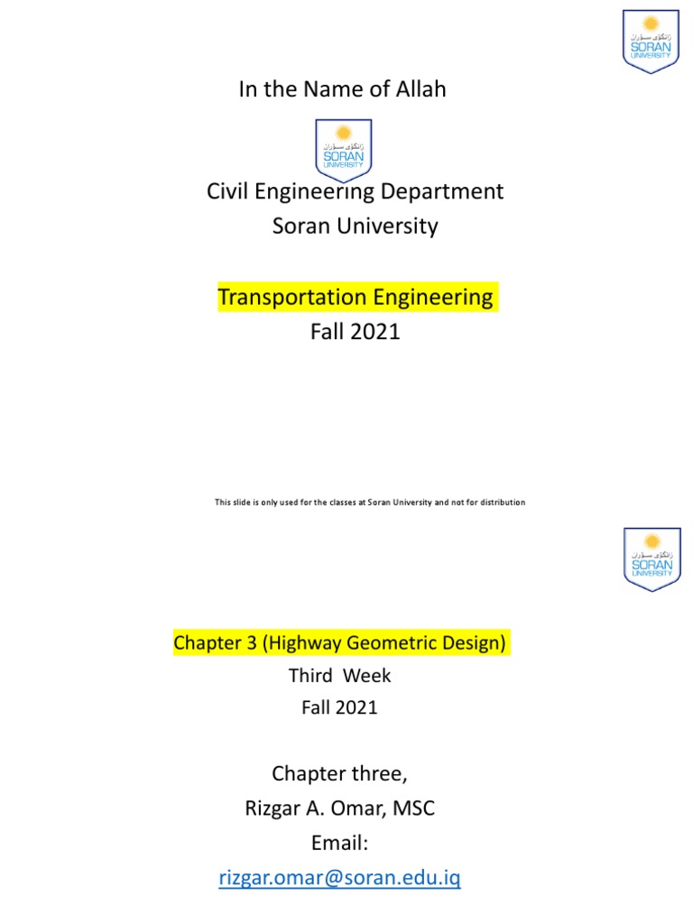 Chapter 3, Highway Geometric Design 2021-2022 | PDF