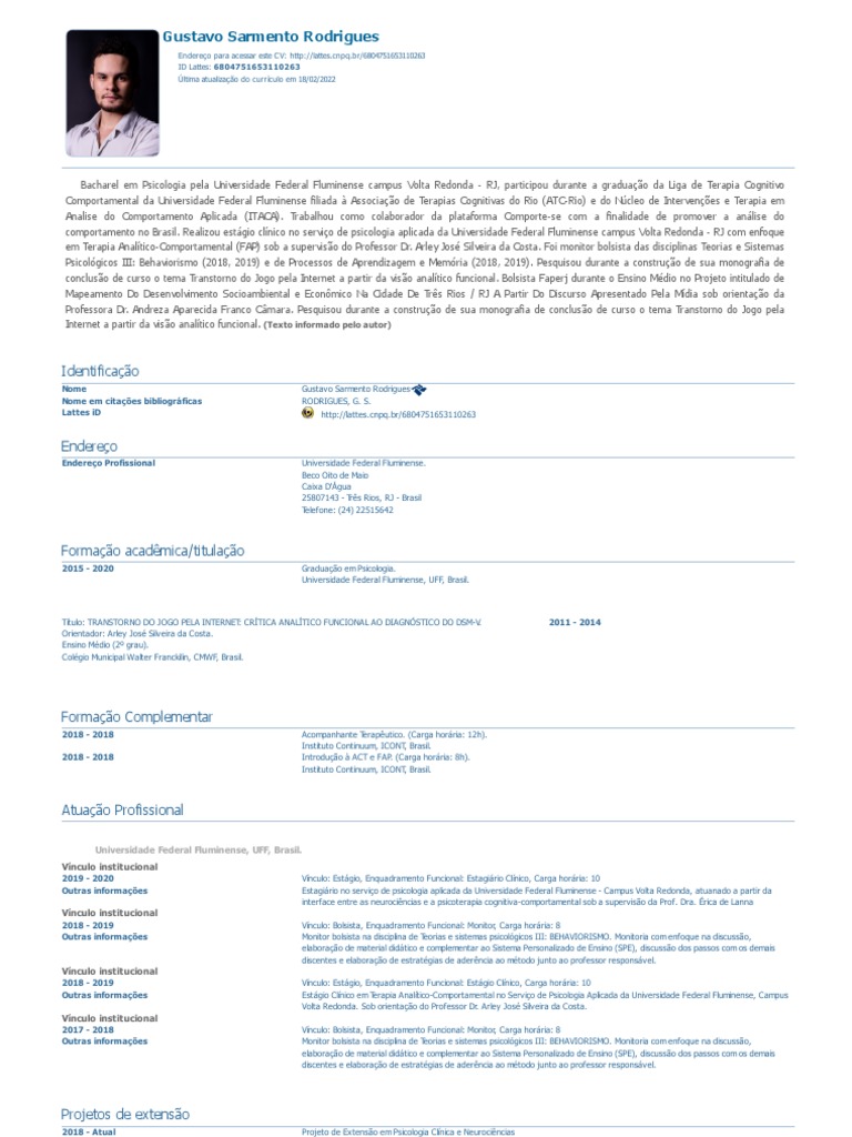 Curriculum Lattes de Gustavo Rodrigues | PDF