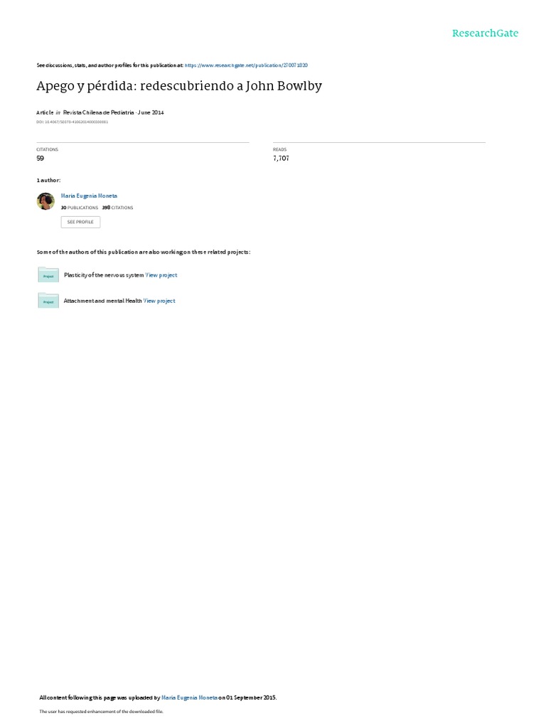 1 Moneta PDF | PDF | Teoría de apego | Etapas de la vida humana