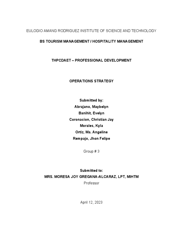 GRP3 - WrittenReport Operations Strategy 2 | PDF