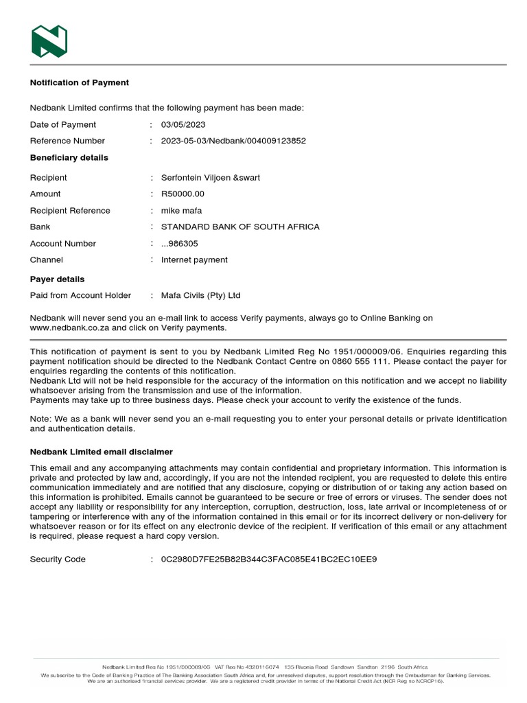 Proof of Payment PDF | PDF