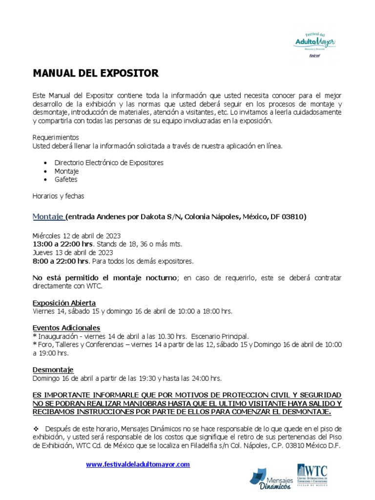 MANUAL DEL EXPOSITOR FADM CDMX 2023 Ok - 230403 - 090518 | PDF