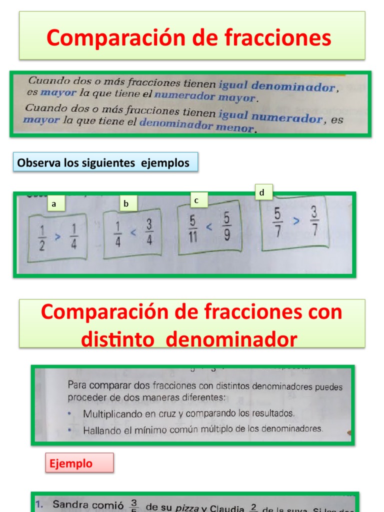 Comparación de Fracciones | PDF