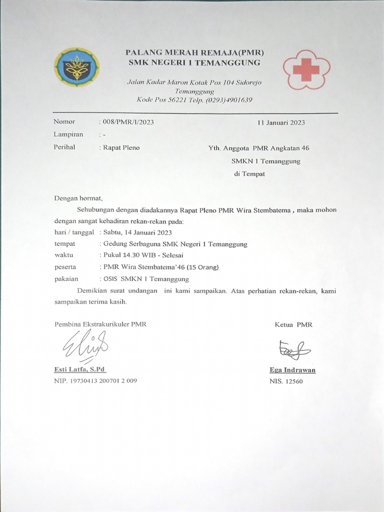 Surat Undangan PMR WIRA Angkatan 46 PDF | PDF