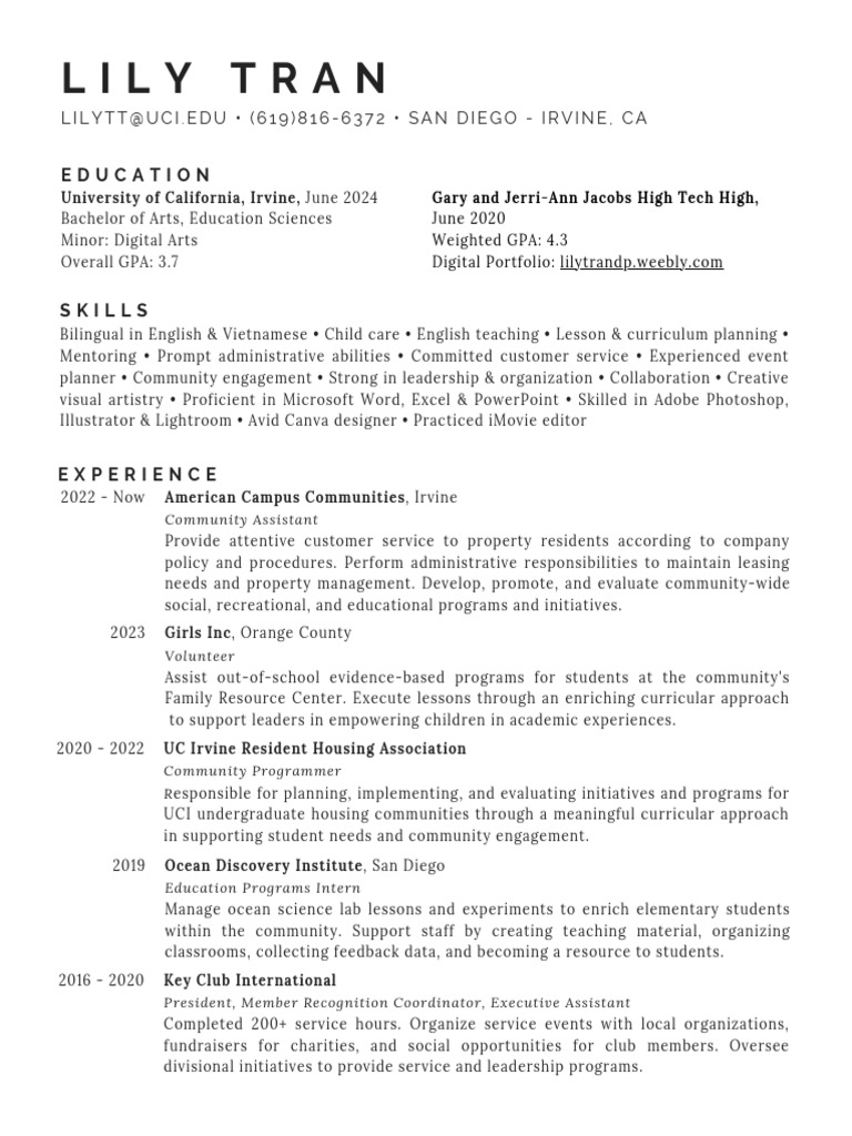 Lily Tran Resume 2023 | PDF