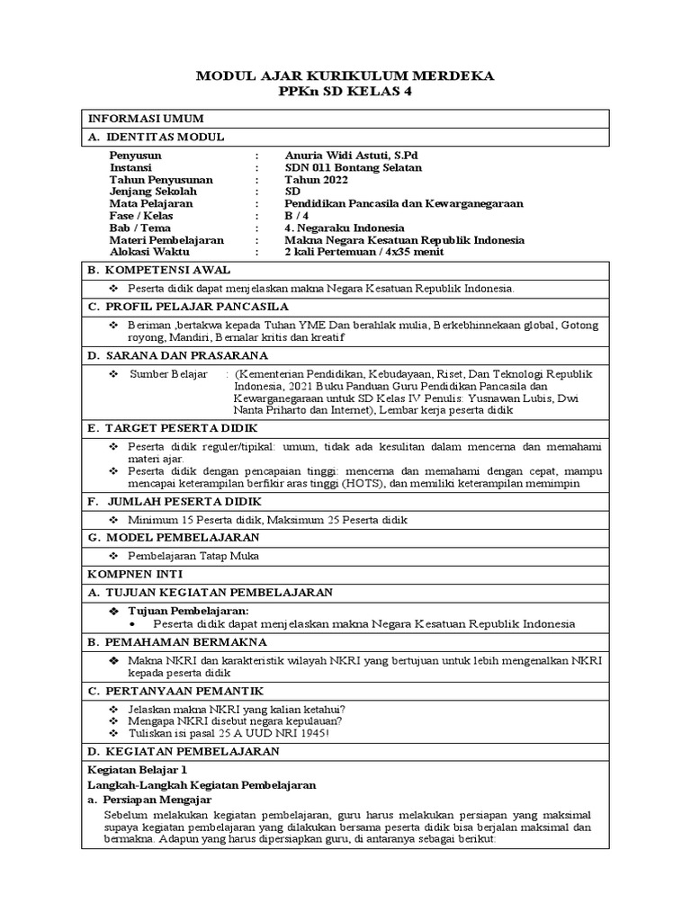 4. Modul Ajar PPKn BAB 4 KELAS 4 (mediaeducations.com) | PDF