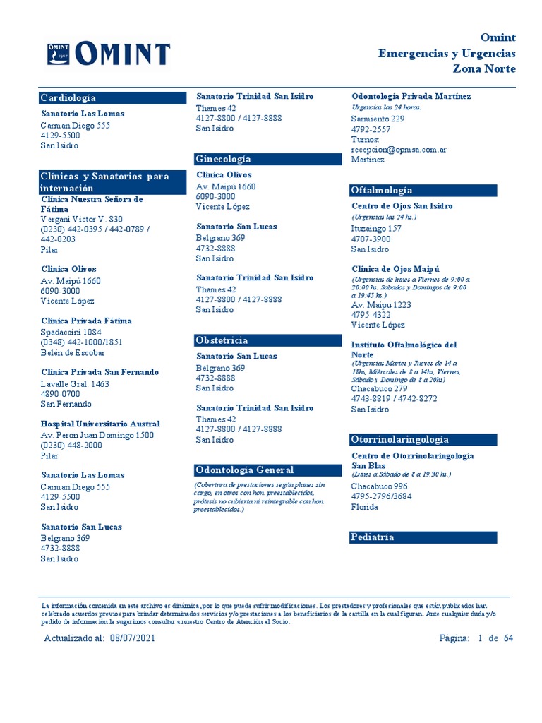 Cartilla Omint BUENOS AIRES - GBA. Zona Norte PDF | PDF