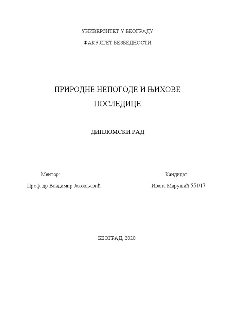 Prirodne Nepogode I Njihove Posledice PDF | PDF