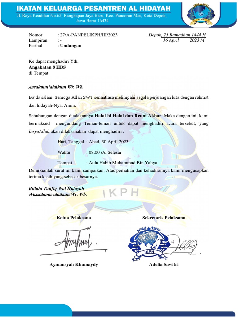 Undangan HBH - Angkatan 8 HBS | PDF