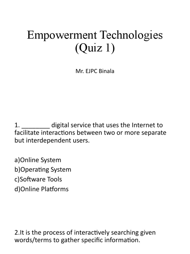 Quiz 1 in Empowerment Technologies | PDF
