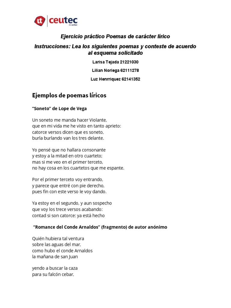 Análisis de Poemas Líricos Clásicos | PDF