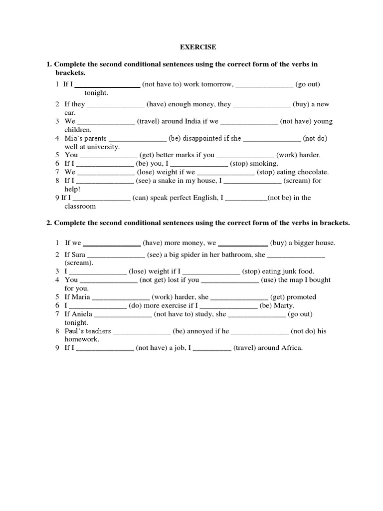 EXERCISE SECOND CONDITIONAL.pdf | PDF