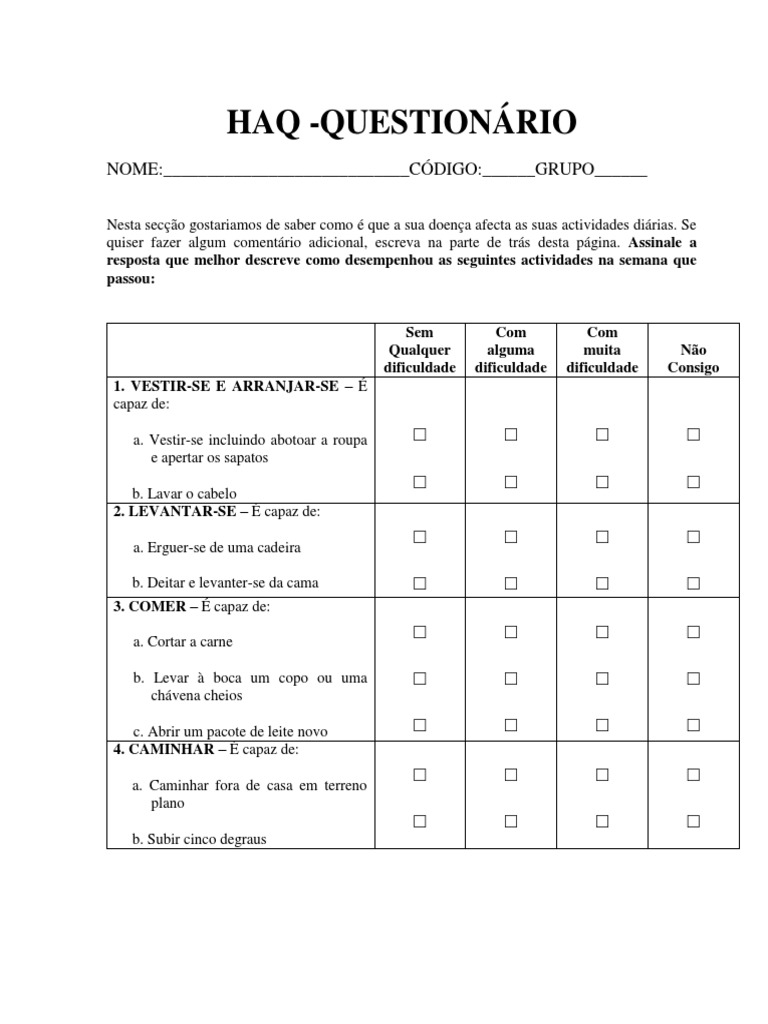 HAQ Portugues Portugal PDF | PDF