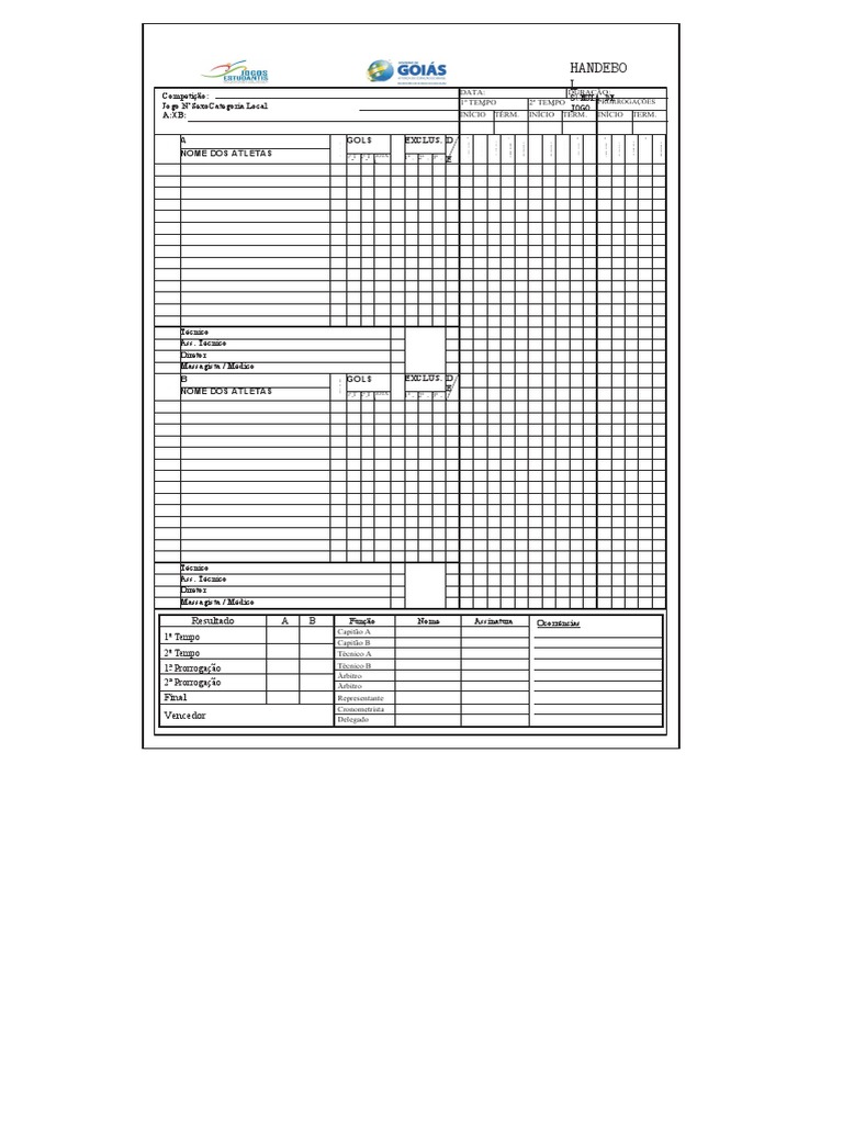 Súmula - Handebol | PDF | Esportes | Futebol