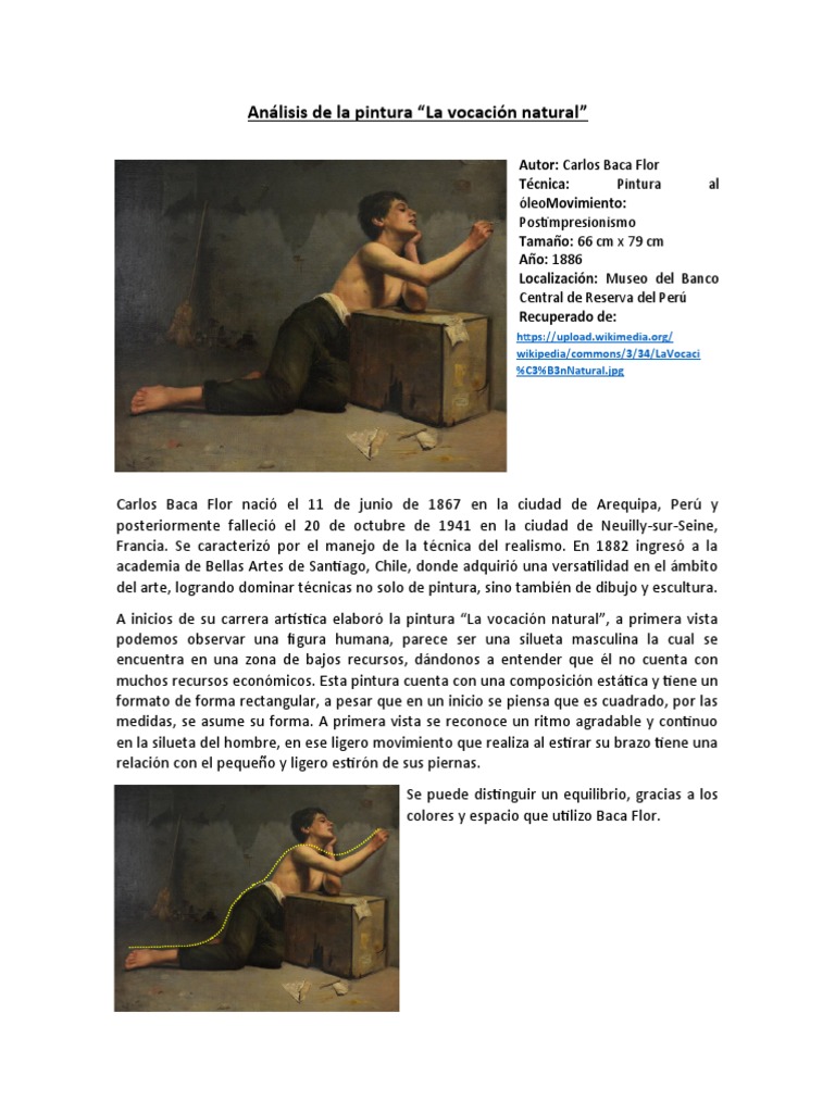 Análisis de la pintura al óleo 'La vocación natural' de Carlos Baca ...