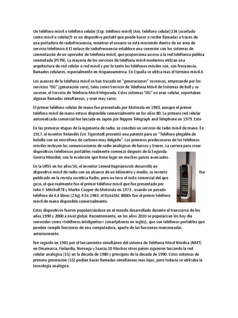 Un Teléfono Móvil o Teléfono Celular | PDF | Teléfonos móviles ...