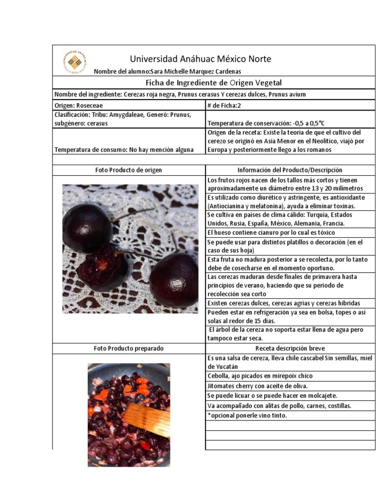 Ficha de Cereza | PDF